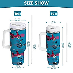 RPLIFE Lively Motorcycles Blue Tumbler Cup, Stainless Steel Bottle, Coffee Tumbler with Straw