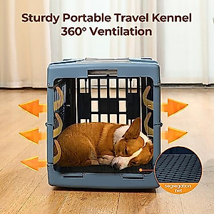 FULUPET Collapsible Dog Crate, 22 Inch Collapsible Dog Kennel, Travel Dog Crate Breathable Travel Carrier, Foldable 360° Ventilation Lightweight Travel Crate for Small Dogs and Cats