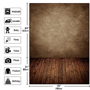 Allenjoy Fabric 6x8ft Abstract Brown Wall with Wood Floor Photo Backdrop for Only Under 3 Years Old Kids Pictures