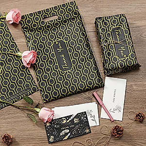 QIQIDAI Black Poly Mailers with Handle-100 Pack 2.75 Mil Thick-Easy to Carry Package Bags for Small Business, Thank You Shipping Bags for Clothing, Packaging Bags,Thank You Bags,Mailing Envelopes