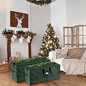 2-Piece Christmas Decorations Storage Set - Green Poly Waterproof Bags Hold Up to 17-Foot Disassembled Christmas Trees and Holiday Decor by Elf Stor