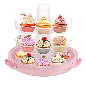 Dicunoy 24 Cupcake Carrier for Transport, Tall Cake Carrier Holder with Handle, 3 Tier Portable Desserts Storage Transporter Container Box with Lid for Pie, Cookies, Christmas, Thanks Giving Day