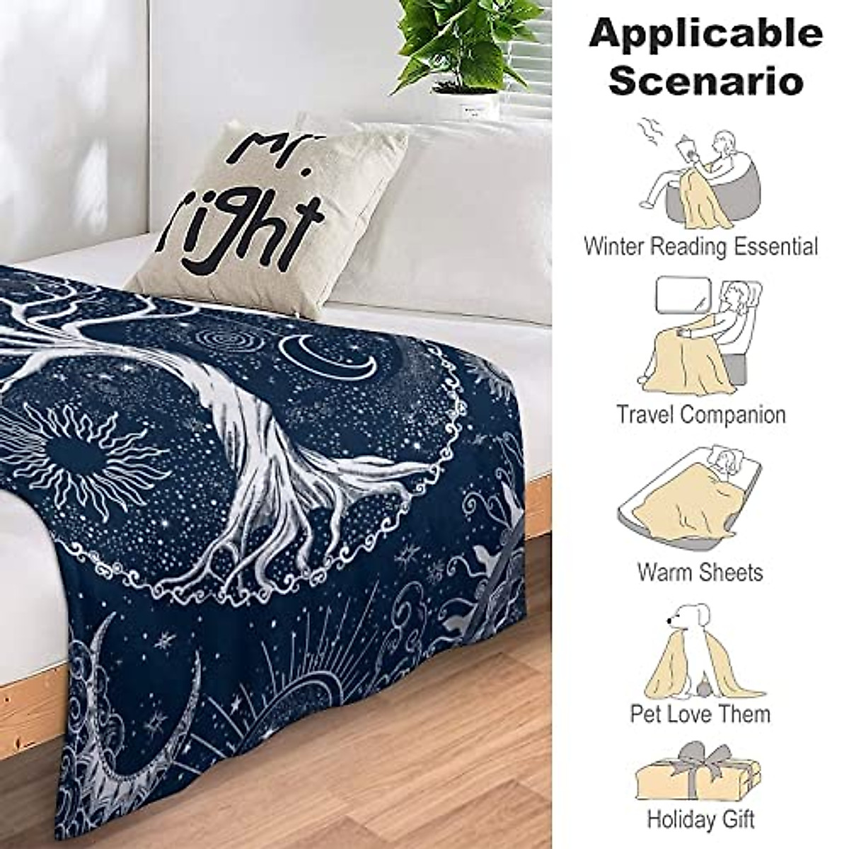 Tree of Life Throw Blanket Soft All Season Fleece Blanket Sofa Bed Lightweight Blanket Print Cute Stuff for Men and Lovers 40"x50"inch