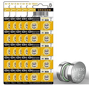 50pcs AG9 Button Watch Coin Cell 1.5V 394 SR936SW LR936 LR45 SR93 Alkaline AG9 Batteries for Watches, Laser Sight, Thermometer, Flashlight, Electronic Doorbell, LED Magnification Loupes