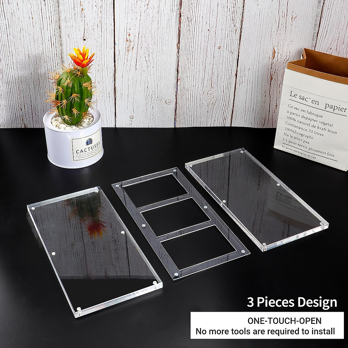 Auveach 1 Pack 35PT Acrylic TCG Triple Cards Frames, One-Touch-Open, Card Display, Clear Card Stands, Transparent Card Stands (Triple 1 Pack, 20mm)