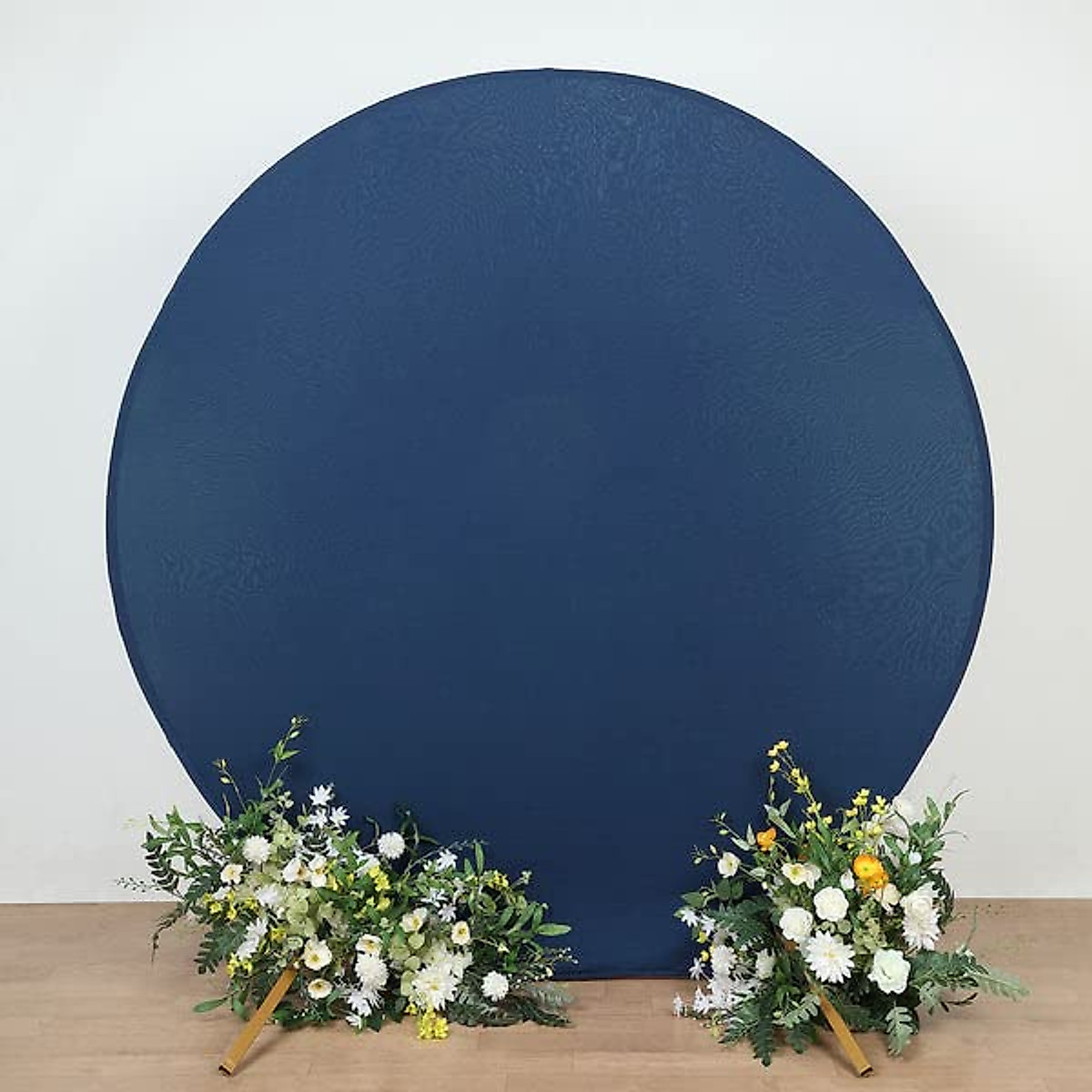 Efavormart 7.5ft Matte Navy Blue Round Spandex Fit Wedding Arch Backdrop Cover - 2-Sided Custom Fit Backdrop Stand Arch Cover