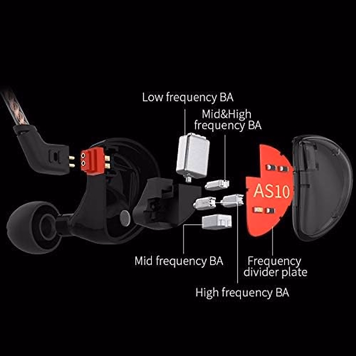 KZ AS10 Monitors Headphone Earbuds 5 Balanced Armature Driver, Noise Cancelling Headphones Wired IEMS Ear Phones with 2 Pin Detachable Cable for Musician Singer Church (Without Mic, AS10 Green)