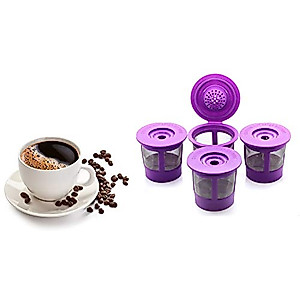 Reusable K Cups Coffee Filter Pod for Keurig 1.0 & 2.0 Machines - K-Cup Refillable Fits K-Duo, K-Classic, K-Elite, K-Select, K-Cafe - 4 Pack Replacement - Universal Fit Most Keurig Brewers