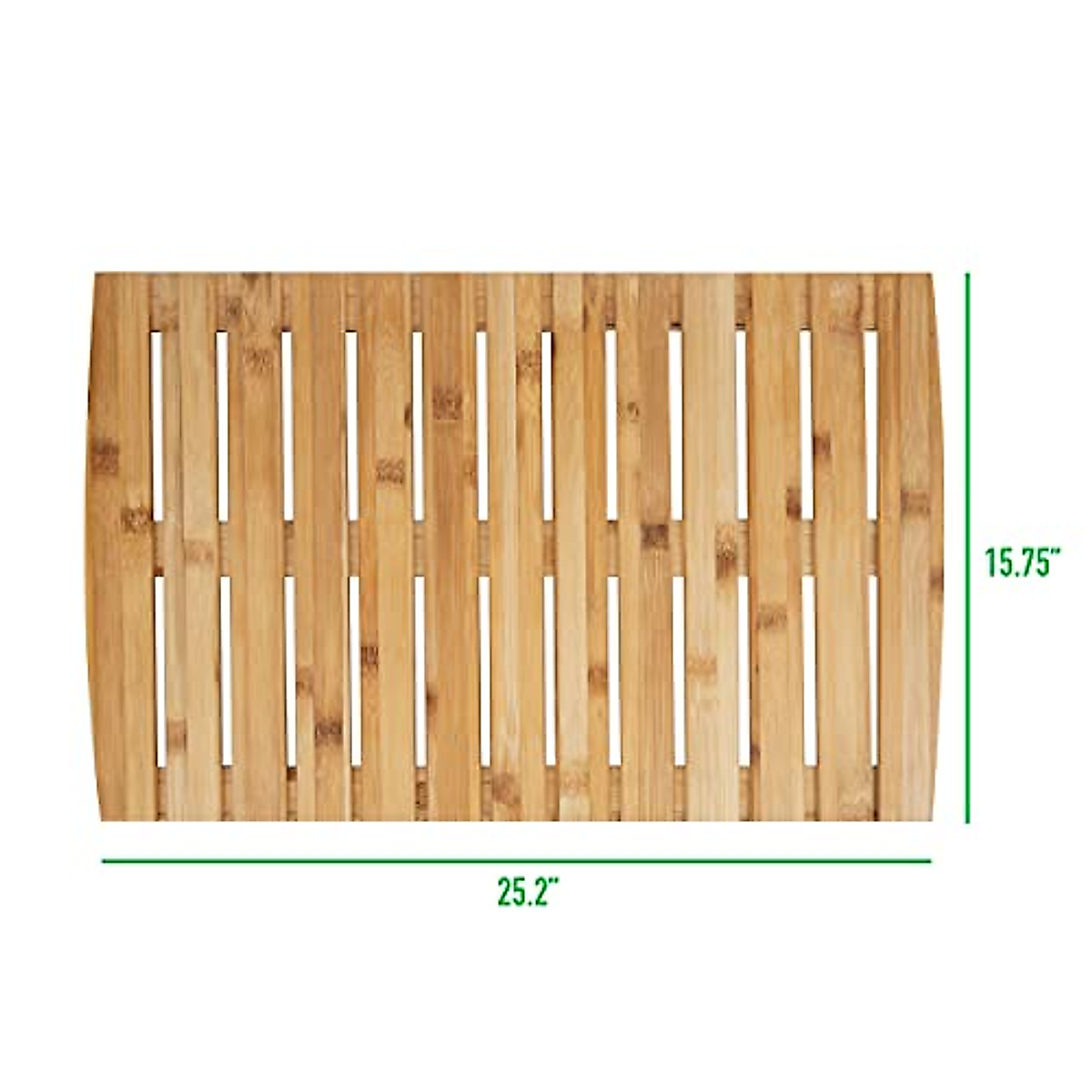 Mind Reader Bali Collection, Luxury Bamboo Shower Bath Mat, 25.2"L x 15.75"W x 0.67"H, Brown