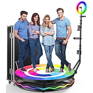 Ecoatm 360 Photo Booth Machine for Parties with Ring Light Free Custom Logo Stand on Remote Control Automatic Slow Motion 360 Spin Photo Camera Booth