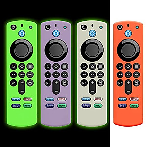 [4 Pack] WOFRO Remote Cover for Firestick 3rd Gen(2021) Firesticktvs 4k/4K Max Lightweight Anti Slip Shockproof Alexa Voice Remote Silicone Protective Case Glow in The Dark