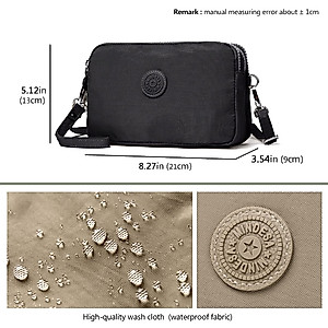 Mindesa Small Casual Crossbody Bags Triple Zip Clutch Wallet Waterproof Lightweight Cell Phone Shoulder Handbags(Black)