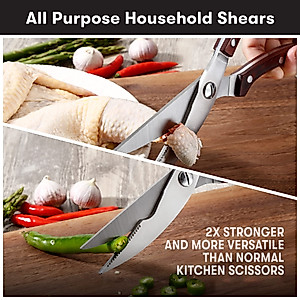 Master Maison 19-Piece Premium Kitchen Knife Set with Wooden Block and Knife Sharpener - German Stainless Steel Cutlery (Walnut)