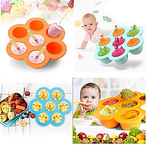 Jelacy 2 Pack Silicone Egg Bites Mold Accessories-Fits Instant Pot 5,6,8 qt Pressure Cooker Baby Food Freezer Tray with Lid, Pink/blue