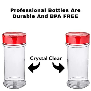 Skyway Supreme 12 OZ Clear Plastic Spice Bottles Seasoning Containers Jars - Set of 3 - Flap Cap with Pour and Sifter Spice Shaker - Durable Refillable Perfect For Herbs Spices and Rubs - BPA Free
