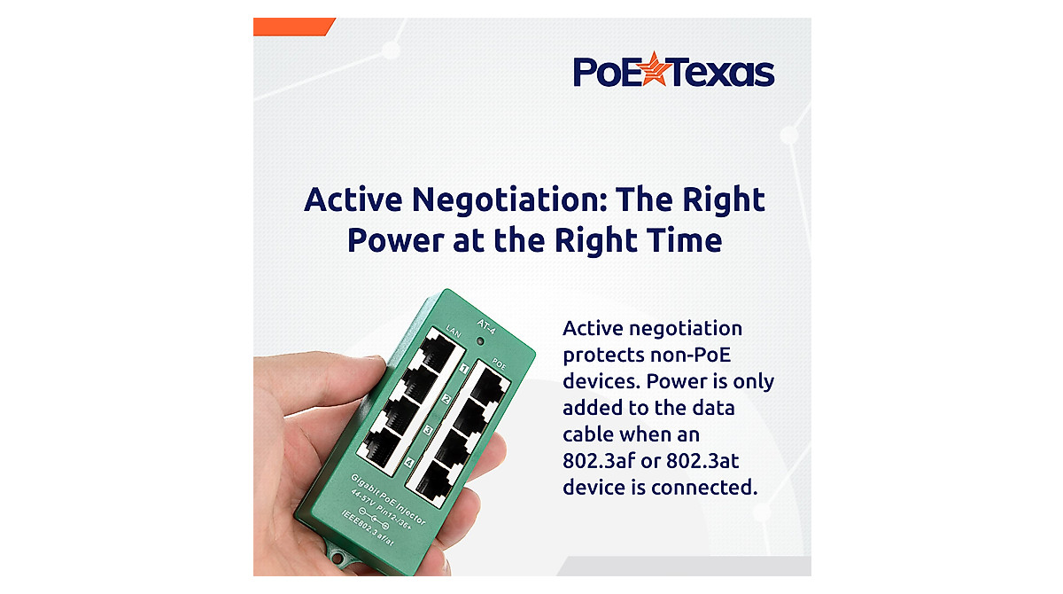 PoE Texas 4-Port Gigabit PoE/PoE+ Injector - Power Over Ethernet 120W