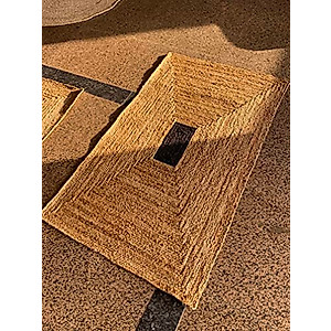 Durrie India Hand Woven Jute Braided Rug 6' x 4' Natural Box Pattern Farmhouse Accent Rugs for Living Room, Kitchen, Bedroom Area Rug (72x48 Inches)