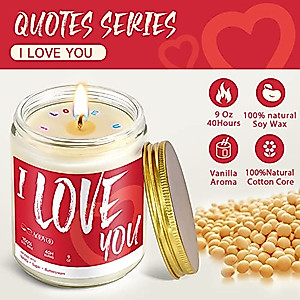 Love You Scented Candle Gifts for Women, Girlfriend, Wife, Vanilla, Sugar, and Buttercream Aromatherapy Soy Wax Candle for Home, Valentine's Day Gifts, Birthday Candle - 40 Hour Burn Time 9oz