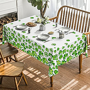 Horaldaily St. Patrick's Day Tablecloth 60x84 Inch Rectangular, Watercolor Shamrock Table Cover for Party Picnic Dinner Decor