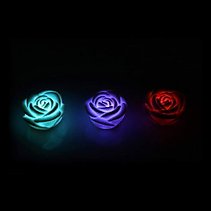 Uonlytech 5 Pcs Flameless Candle Flower Night Light LED Tea Lights Waterproof Floating Rose for Pool Garden Fish Tank Wedding Party Decor White