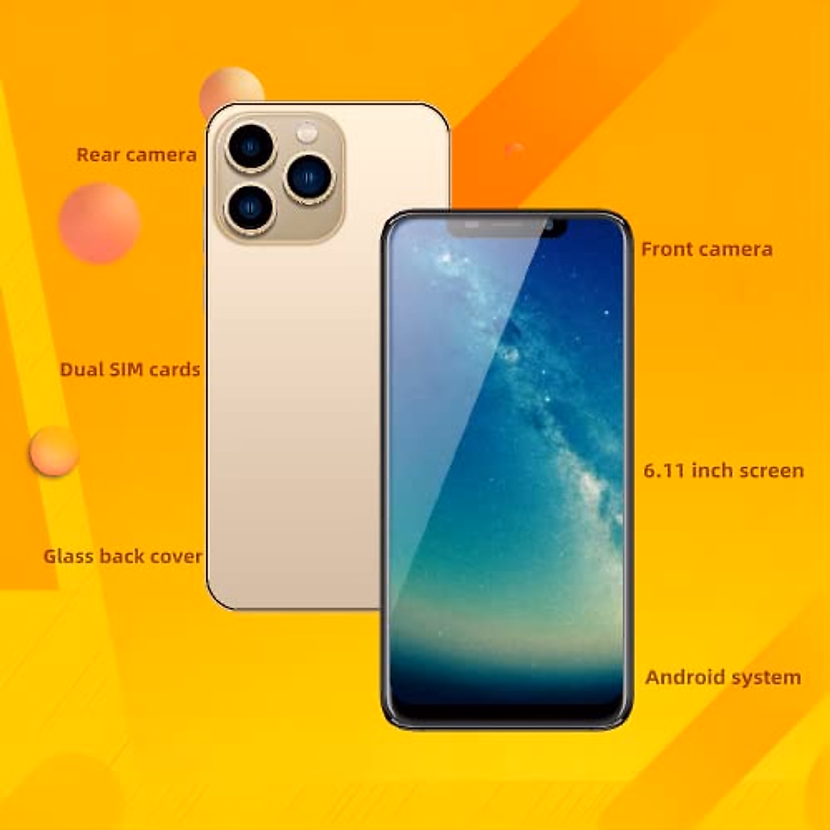 aderroo 1GB RAM 16GB ROM, S22U Android Smartphone, 6.11-inch Screen, Only SIM Cards Supports 3GWCDMA：850 / 2100MHZ，Dual SIM Card，Unlocked Cell Phones（Black）