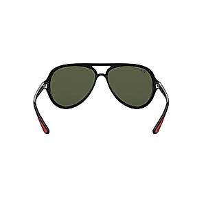 Ray-Ban RB4125M Scuderia Ferrari Collection Aviator Sunglasses, Black/G-15 Green, 57 mm