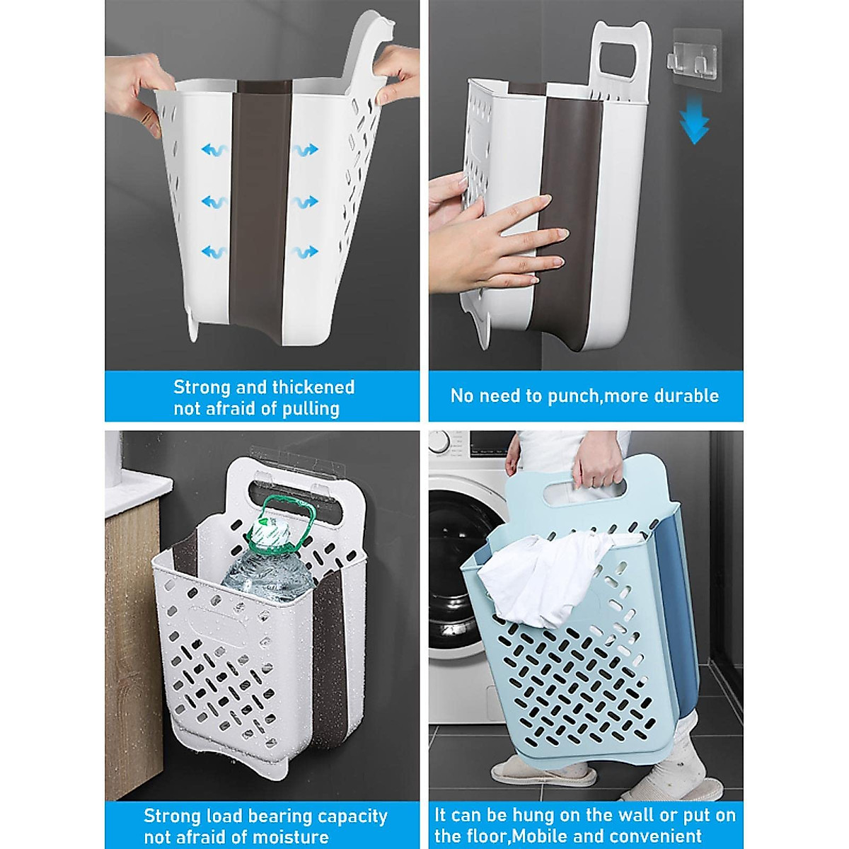 Bathroom Folding Dirty Clothes Storage Basket Laundry Basket Household Wall Hanging Large Portable Punch-Free Put Clothes Bucket