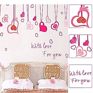 Red Love Hollow Heart Skirting Lines Wall Sticker Living Room Bedroom Nursery Flooring Line Decal Valentines Day Decor