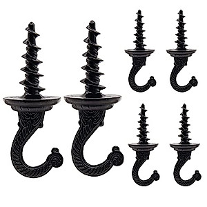 HARSKIYER 6pcs Black Ceiling Hooks, 3" / 75.5mm Ceiling Mounted Hooks Heavy Duty Swag Hook for Hanging Plants Fruit Basket Wind Chimes Lamp