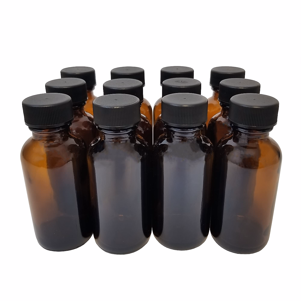 GSC International 408-1-GR Amber Glass Bottle with Cap, 1oz, 20/400 Neck, Pack of 12