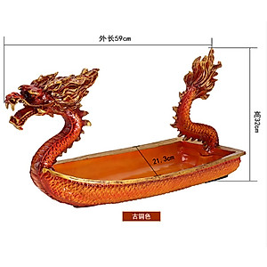 HONHPD Resin Sushi Boat Serving Tray, 23.3 Inch Seafood Plate, Japanese Food Tableware, Salmon Platter, Dry Ice Plate, Large Sushi Boat Plate for Sashimi Board Seafood Party,Coloured Copper