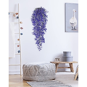 Omldggr 2 Pieces Artificial Hanging Vine Purple Fake Ivy Flower Hanging Willow Vine for Home Garden Office Wedding Decor (82cm)