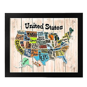 United States of America Map - American State Wall Decor print, This Rustic USA Travel Wall Poster Print Is An Ideal Wall Art For Home, Office, Garage, Cave, and Shop Decor, Unframed - 11x14"