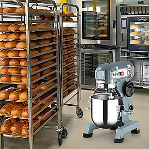 Towallmark Commercial Food Mixer, Commercial Mixer 15QT 600W with Stainless Steel Bowl, 130/233/415RPM 3 Speed Heavy Duty Stand Food Mixer Commercial for Bakery Pizzeria Restaurant