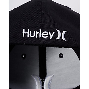 Hurley Men's One And Only Black Flexfit Hat, White, Small/Medium