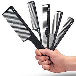 Fagaci 5 Pcs High Carbon Hair Comb for Men - Bend-Proof Styling Comb Set, Heat Resistant Barber Combs Professional, Anti-Static Mens Combs for Hair Stylist, Hair Comb Set for Men - Peines Para Cabello