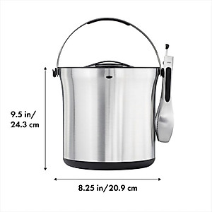 OXO Ice Bucket and Tongs Set - Brushed Stainless Steel