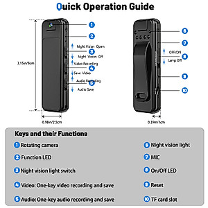 Small Body Camera Ture 1080P Full HD ,Mini Body Camera with 64GB Memory Card,Premium Portable Body Camera with Night Vision and Motion Detection Wearable for Office, Law Enforcement, Security Guard