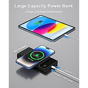 FEEL VOX Magnetic Wireless Portable Charger, Power Bank 10000mAh USB-C 18W Fast Charging Mag-net Safe Battery Pack with LED Display, Suitcase-Style Metal Retractable Stand for iPhone 14/13/12 Series