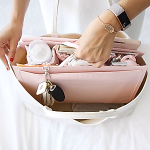 ToteSavvy Original 11-Pocket Diaper Bag Organizer Insert 14" x 10" (Original, Blush)