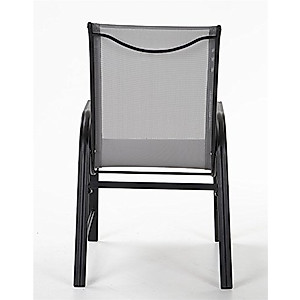 Cosco Outdoor Living Dining Chairs, 6-Pack, Gray Frame, Light Gray Sling (88645GLGE)