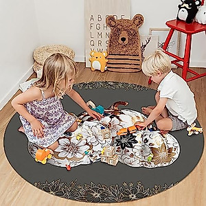 Thanksgiving Pumpkins Large Area Rugs Carpet 3 Feet for Bedroom Living Room,Accent Throw Kitchen Hallway Bathroom Runner Rug Low Pile Entryway Door Mat Floor Doormat,Fall Luxury Gold Flower Leaves