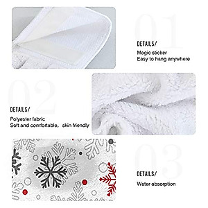 Winter Snowflakes Kitchen Hanging Towel Red White Snow Hand Fingertip Bath Tie Towels Set of 2 Pcs Tea Bar Dish Cloths 14 x 18 in Dry Towel Soft Absorbent Thin Durable for Laundry Room Decor