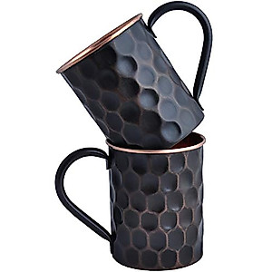 Staglife Black Diamond Moscow Mule Copper Mugs & Copper Cups for Moscow Mules Hammered Finish Set of 2