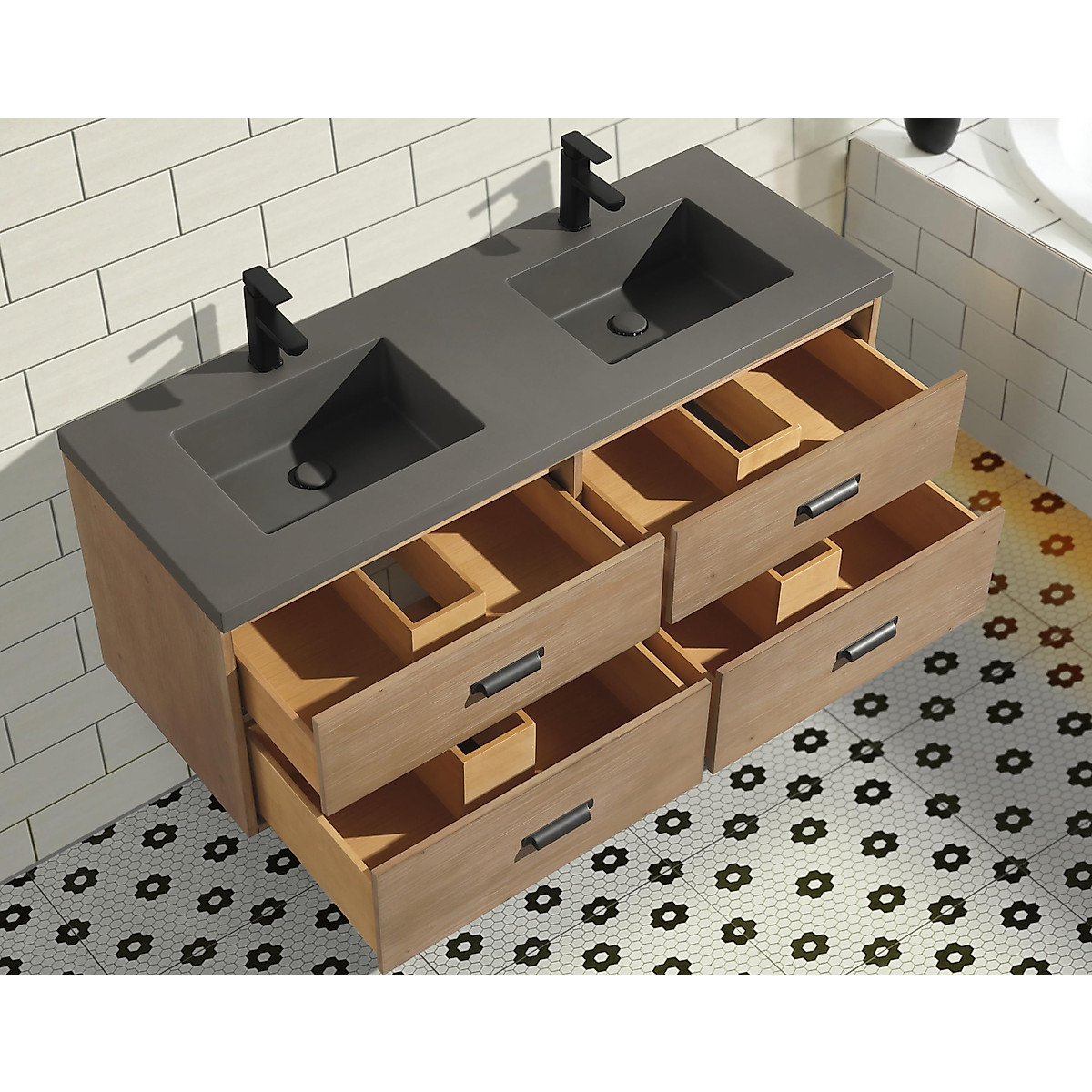 Ari Kitchen & Bath Kane 55" Bathroom Vanity Weathered Fir