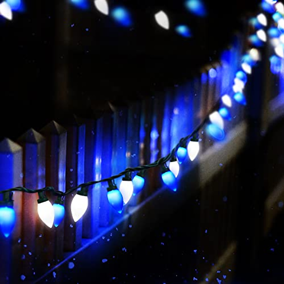 PARKIM C9 Christmas Lights Outdoor 50 LED Blue + White Strawberry Waterproof Ice Lights String Xmas Tree Indoor Decoration Plug in 34.5 Feet Used for Home Festive Courtyard Patio Garden
