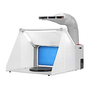 VIVOHOME Portable Airbrush Paint Spray Booth Kit with 3 LED Lights Turn Table and Filter Hose for Model Cake Craft Nail Toy Part