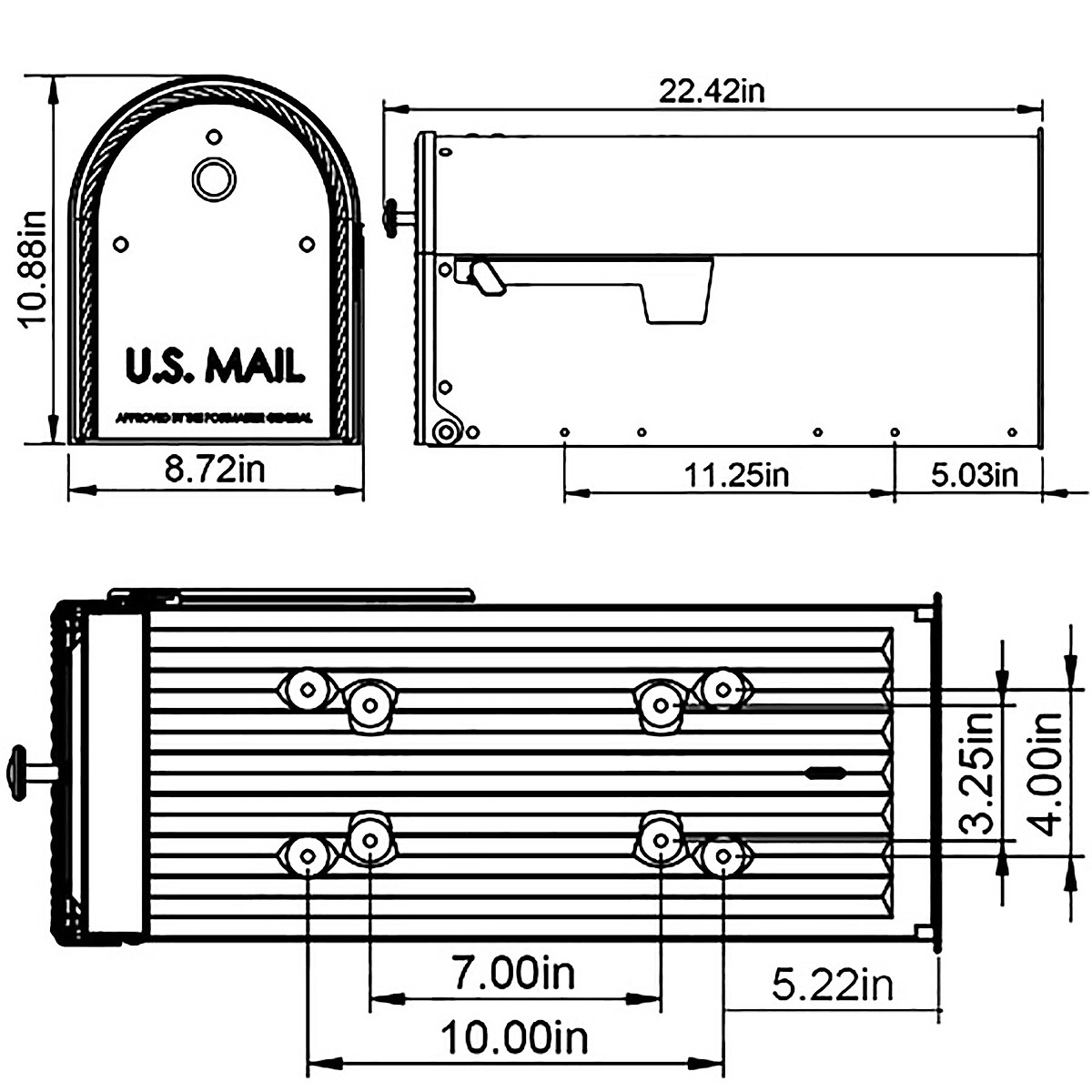 Architectural Mailboxes Edwards Galvanized Steel Post Mount Mailbox, Compatibility Code B, EM160VBAM, Bronze, Large Capacity