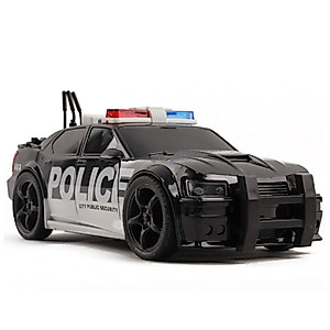 Vokodo Police Car Friction Powered 1:20 Scale with Lights Sirens and Sounds Durable Kids Rescue Emergency City Cop Vehicle Push and Go Pursuit SWAT Toy Pretend Play Great Gift for Children Boys Girls