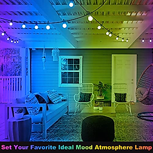 Omgomne Outdoor String Lights with APP Control,40FT(30+10) Smart Patio Lights RGB Hanging String Lights with 10 LED Bulbs for Outside Party Garden Backyard IP65 Waterproof
